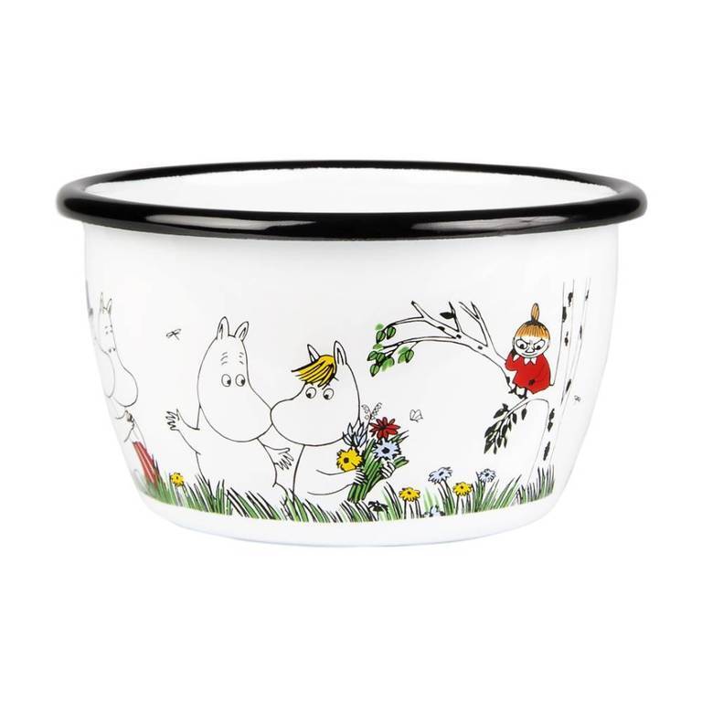 Muurla Enamel Bowl Moomin Colors Happy Family with Silicone Lid 11.3cm ...