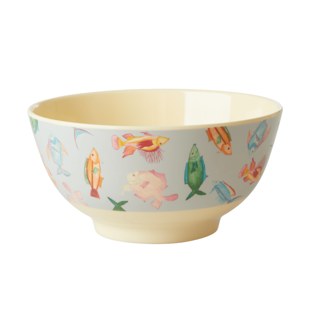 Rice Melamine Bowl with Fish Print