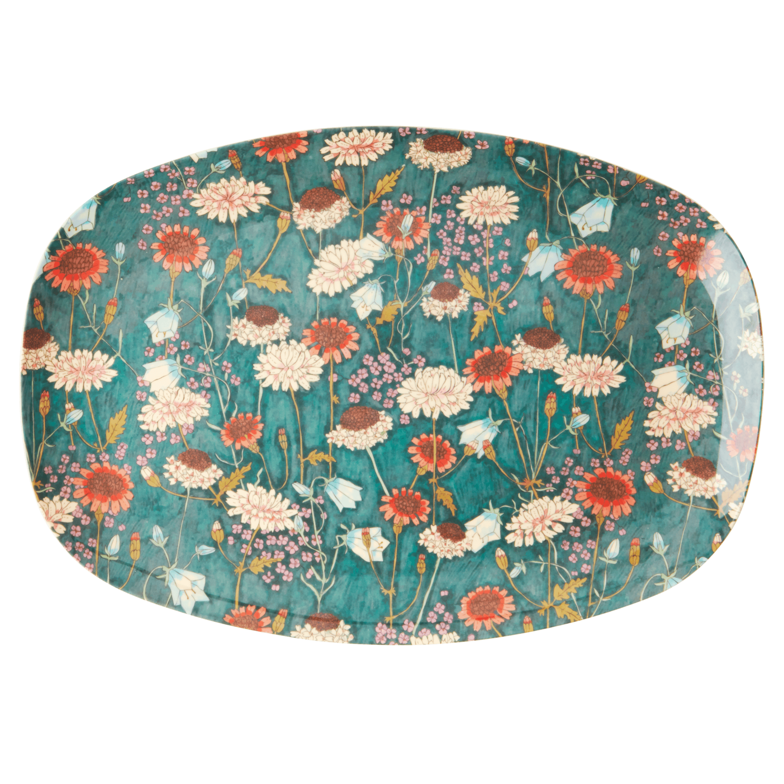 Rice Rectangular Melamine Plate with Fall Flower Print